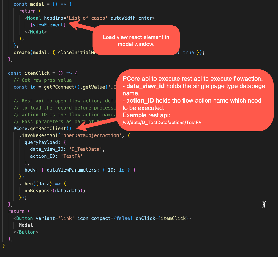 How to launch flow action or view in a modal in Constellation application : A custom approach ...